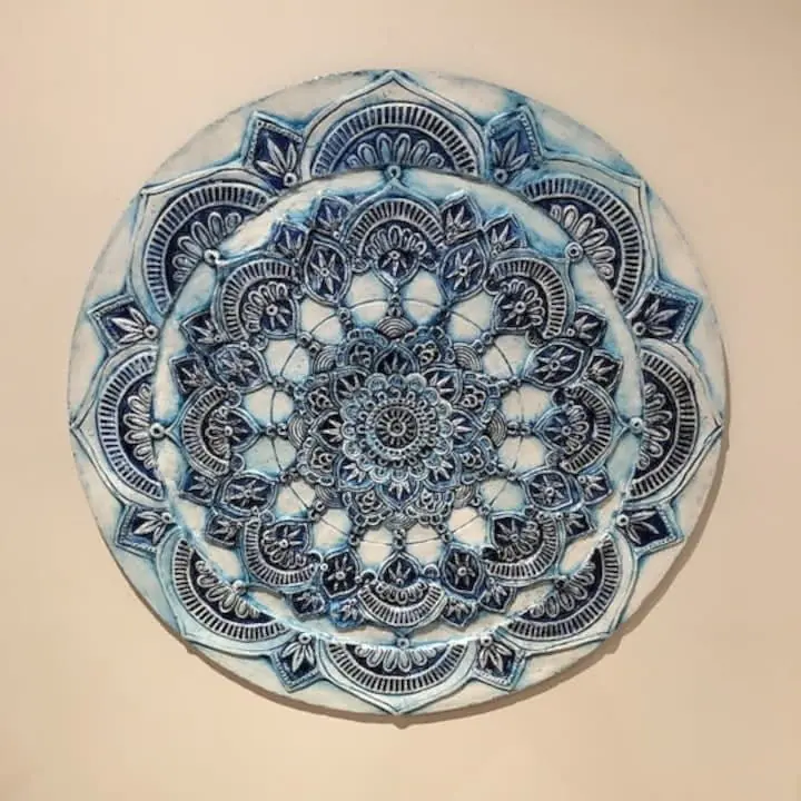 Circular Mandala Wall Art in Blue Shade - Crafted from Resin